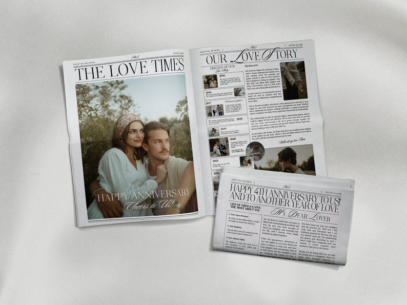 Anniversary Newspaper Template Newspaper Anniversary Gift for Boyfriend ...