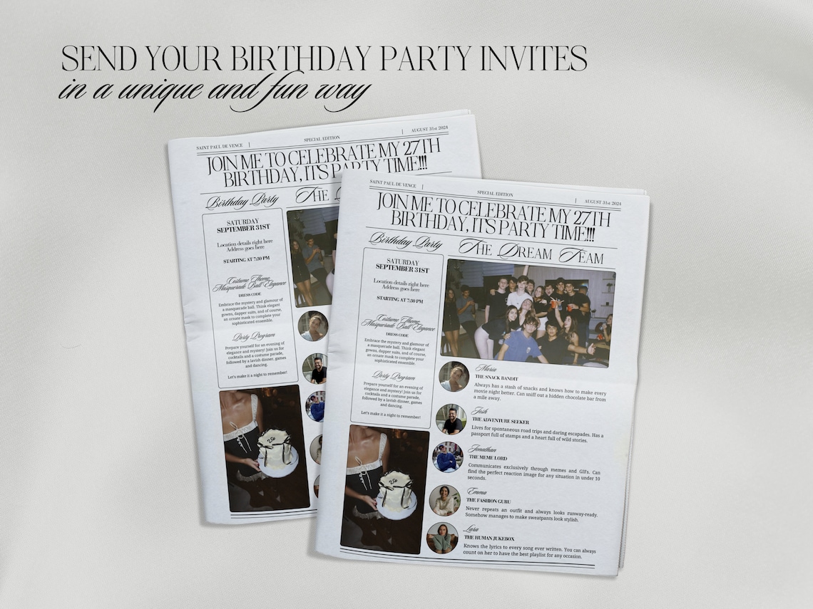 Birthday Newspaper Template, Newspaper Birthday Invitation ...