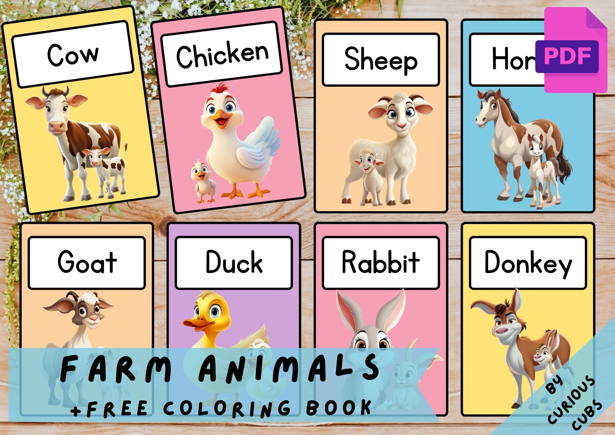 FARM ANIMALS • 33 Printable Flash Cards • Flash Cards Nomenclature ...