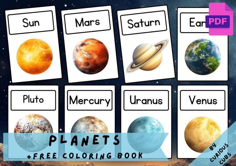 PLANETS • 13 Printable Flashcards, Teaching Learning Resources,teaching ...