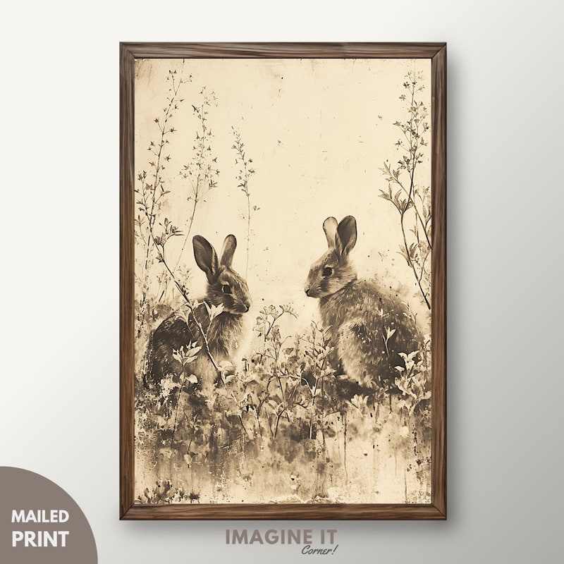 Vintage Bunny Print - Etsy