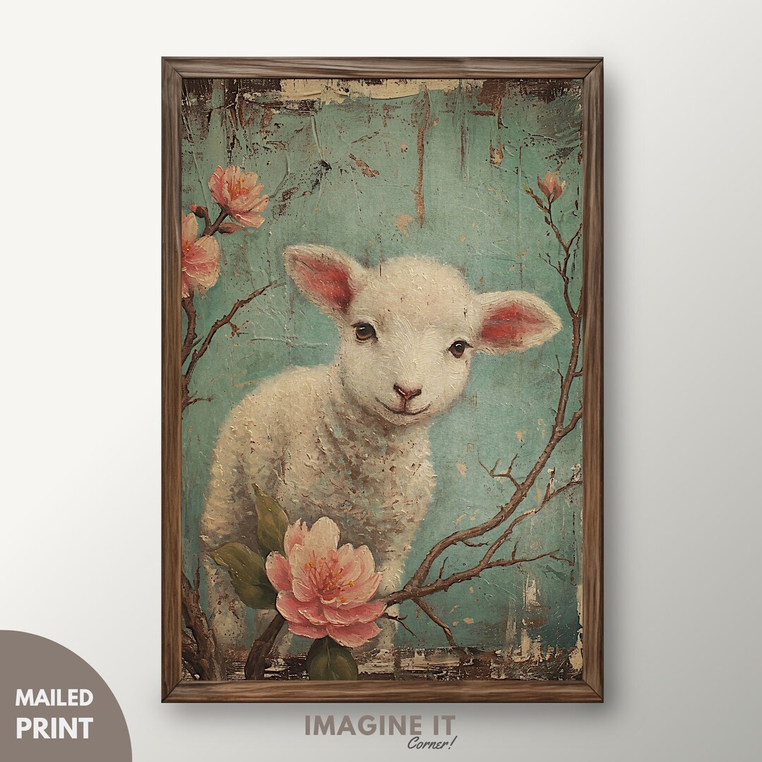 Easter Lamb Wall Art Print Vintage Classy Spring Artwork Easter ...
