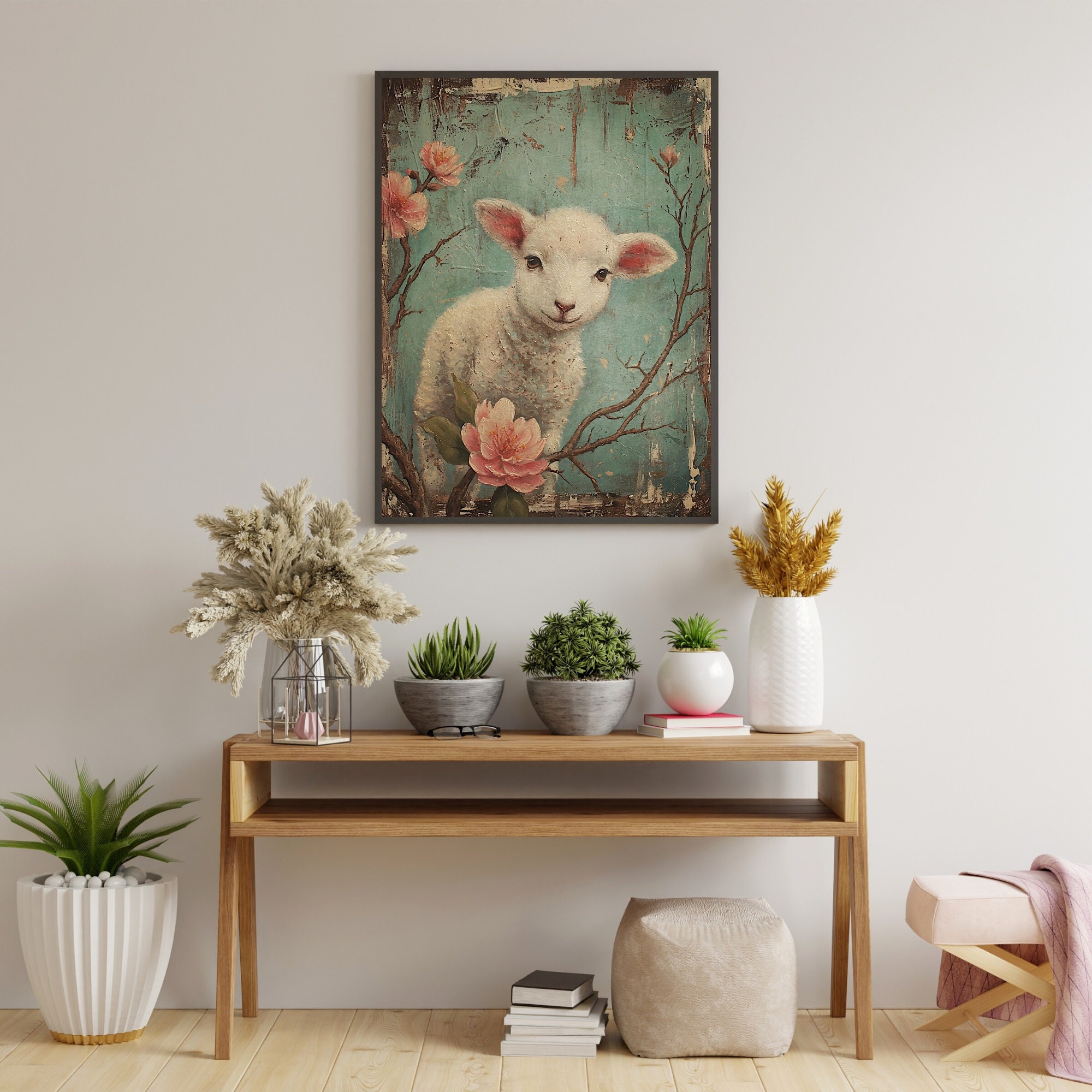 Easter Lamb Wall Art Print Vintage Classy Spring Artwork Easter ...