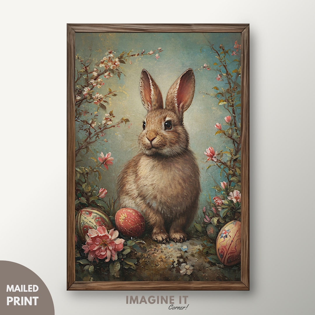 Easter Bunny Wall Art Print Vintage Classy Spring Artwork Easter ...