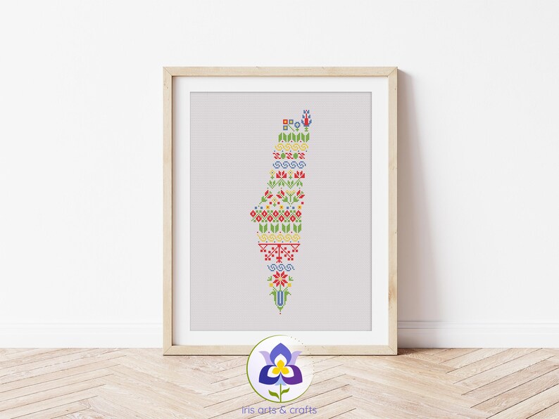Map of Palestine Tatreez Cross Stitch Pattern, Palestinian Traditional ...