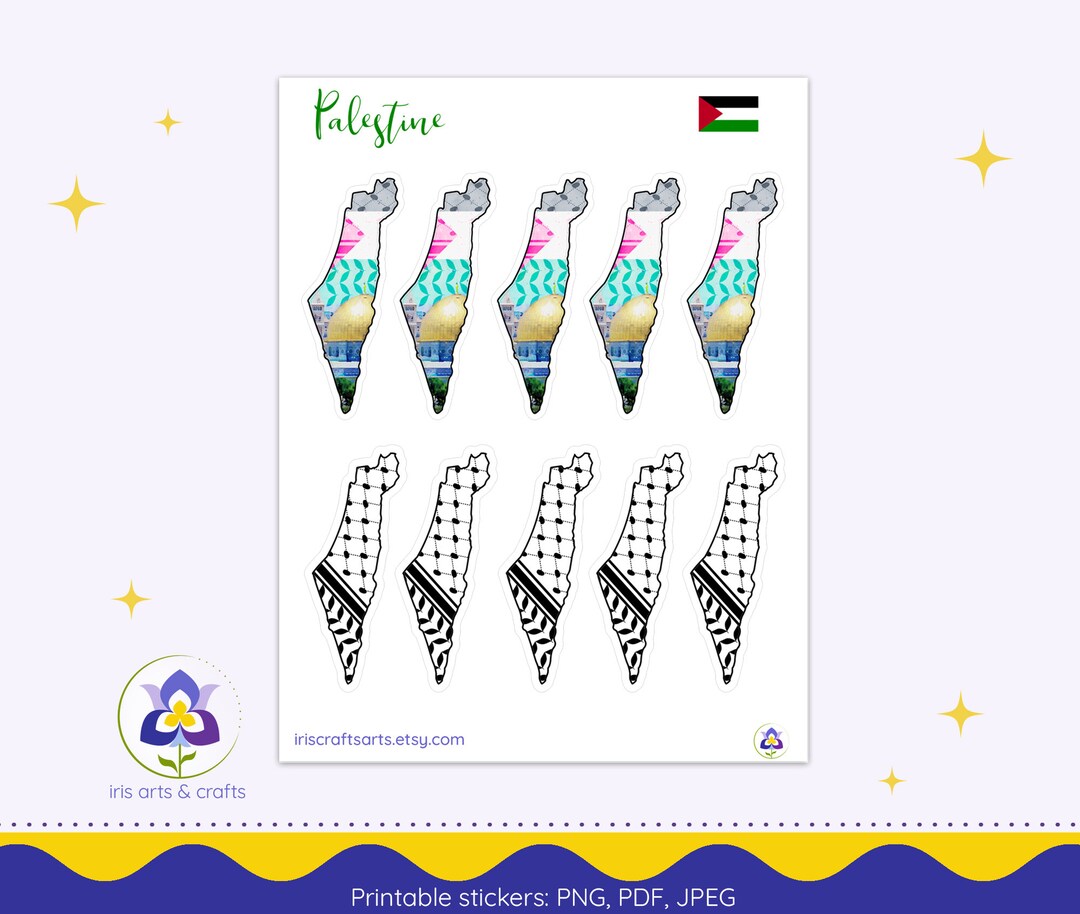 Printable Palestine Map Stickers Instant Download Bullet - Etsy