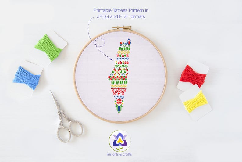 Map of Palestine Tatreez Cross Stitch Pattern, Palestinian Traditional ...