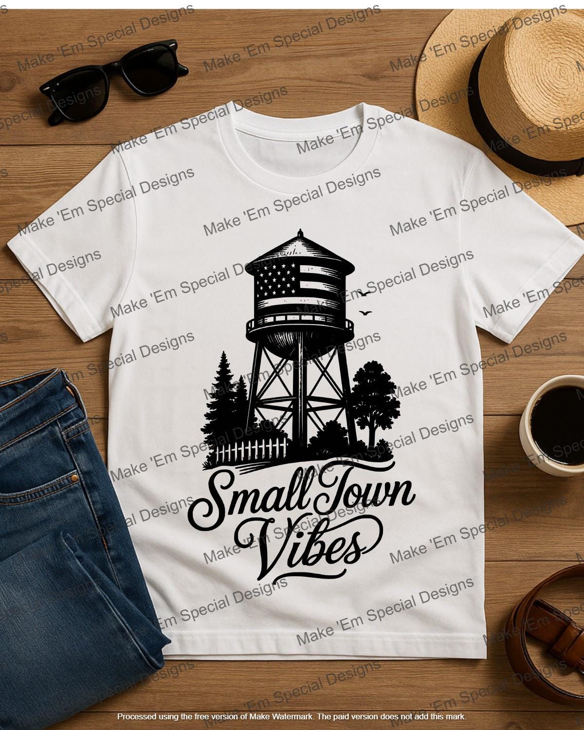 Small Town Vibes Water Tower T-shirt Design | Vintage Americana ...