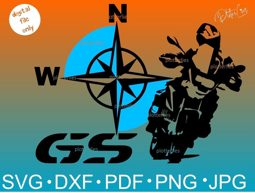 BMW GS SVG with compass, logo, r1250gs, r1200gs, r1300gs motorcyclist ...