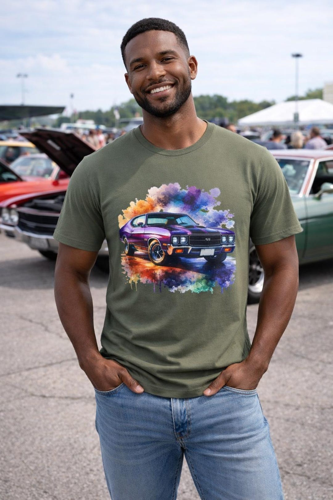Vintage Muscle Car Graphic T-shirt | Colorful SS Classic Art Tee - Etsy