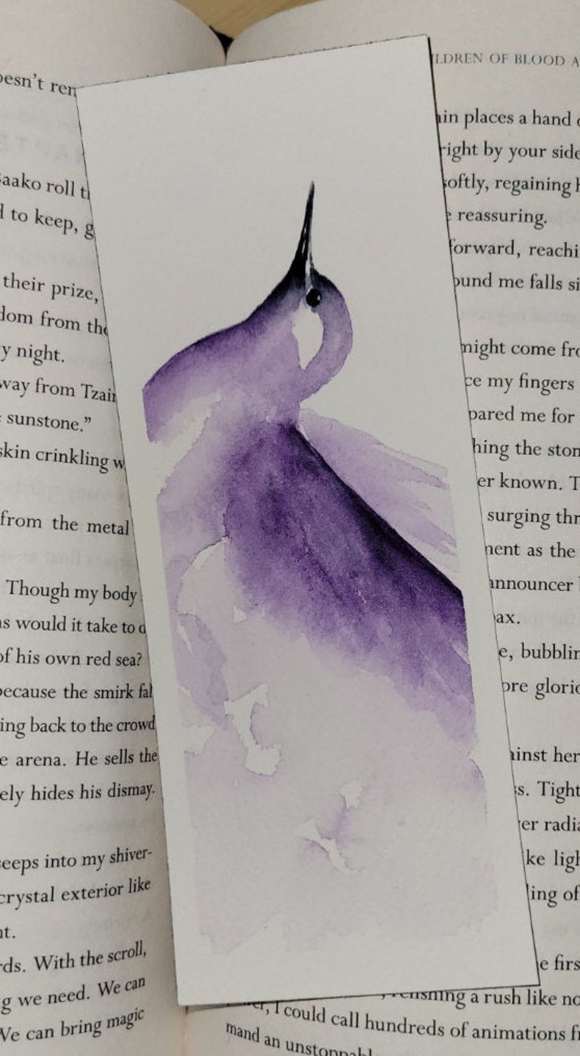 Handmade Original Watercolor Bookmark Violet Swallow, Hand-painted - Etsy