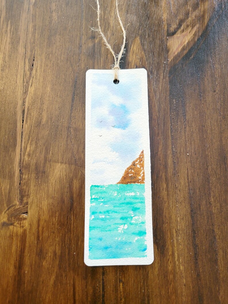 Watercolor Bookmark Original- Ocean Cliff | Hand-painted Bookmark - Etsy