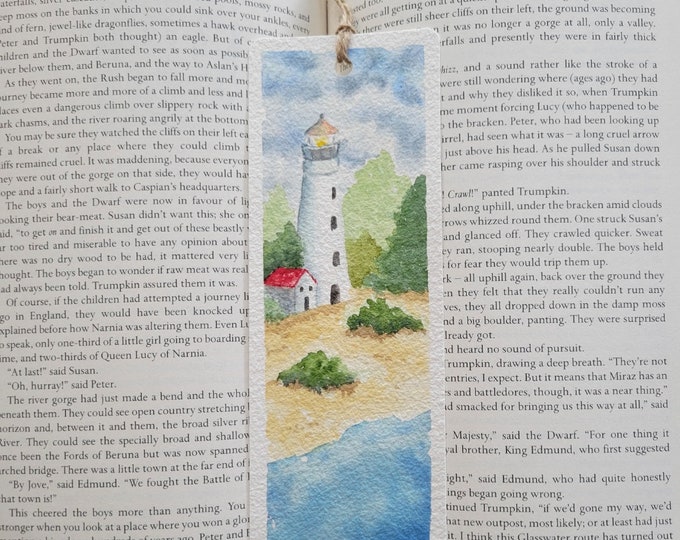 Handmade Original Watercolor Bookmark- Spring Light House, Hand-painted ...
