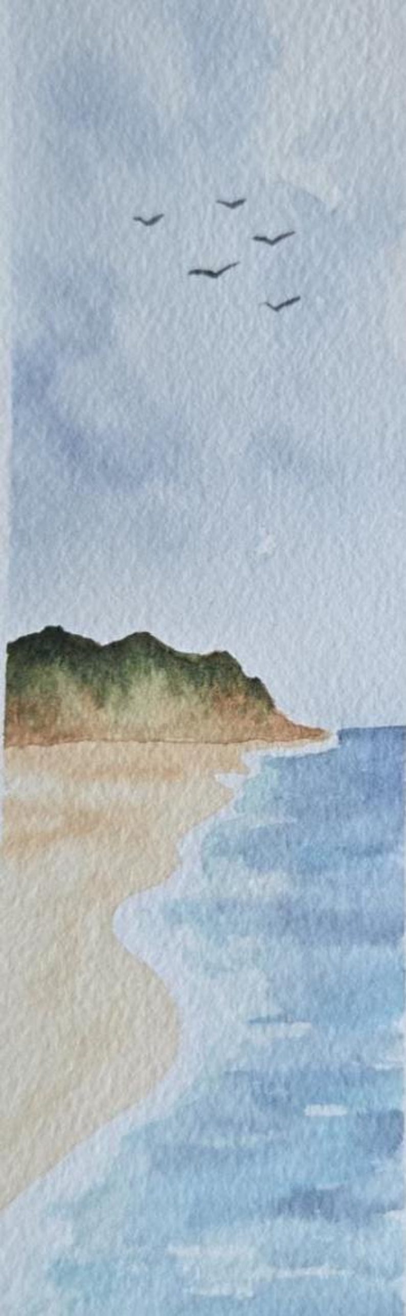 Watercolor Bookmark Original- Ocean Beach | Hand-painted Bookmark, Book ...