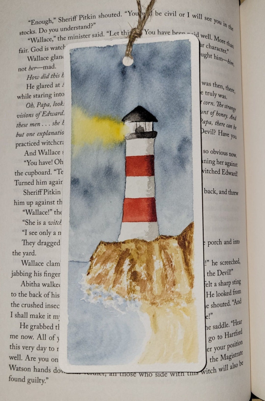 Watercolor Bookmark- Beach Lighthouse, Hand-painted | Watercolor Gift ...