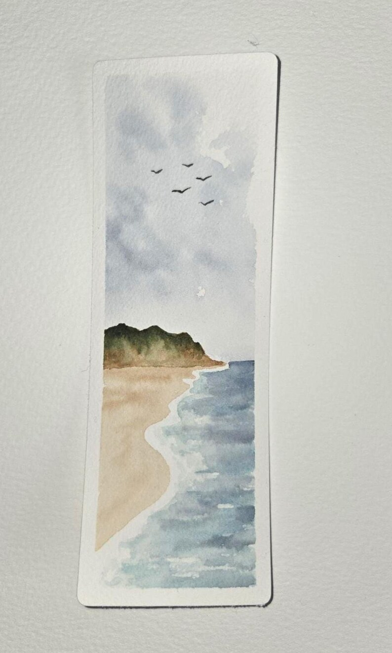 Watercolor Bookmark Original- Ocean Beach | Hand-painted Bookmark, Book ...