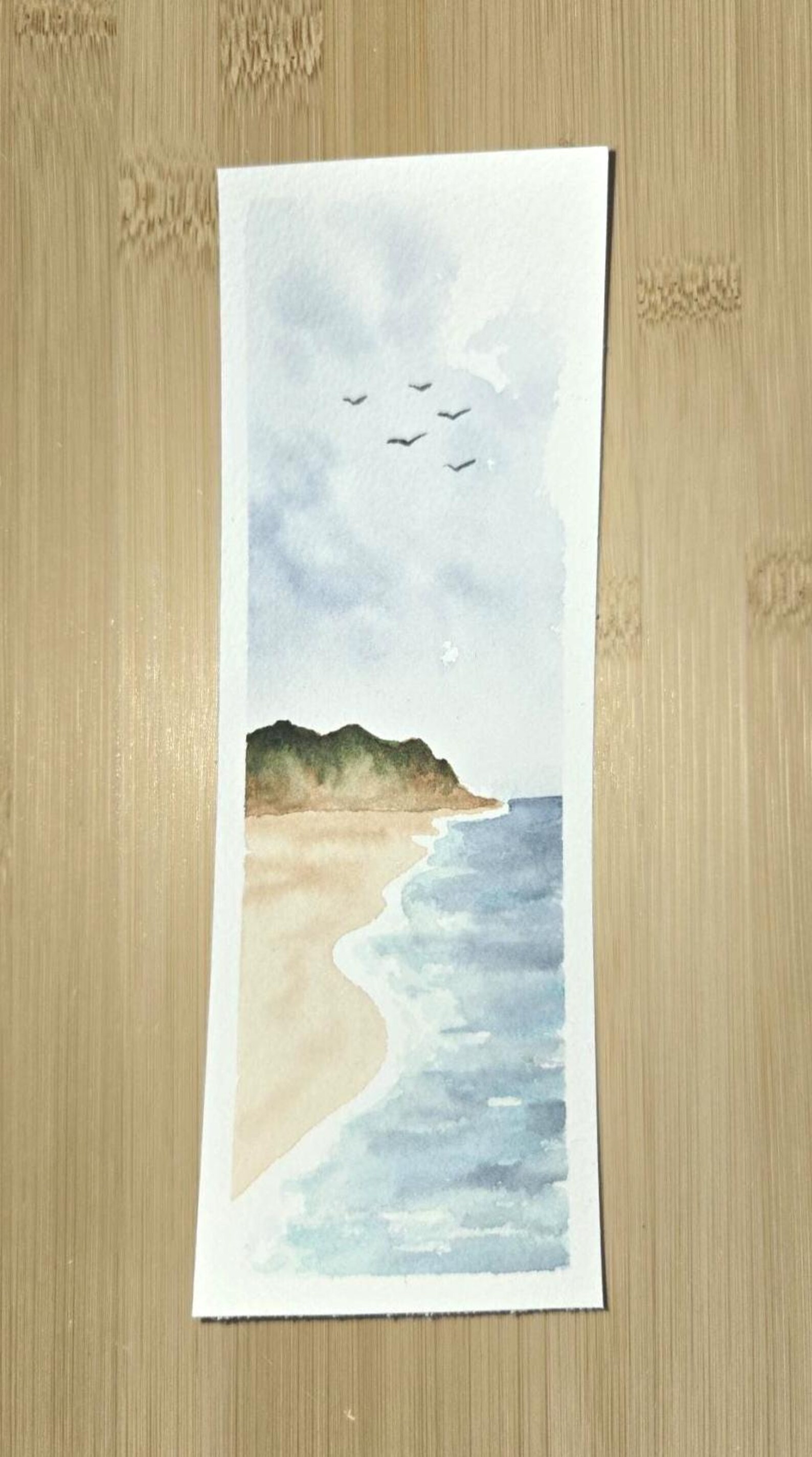 Watercolor Bookmark Original- Ocean Beach | Hand-painted Bookmark, Book ...