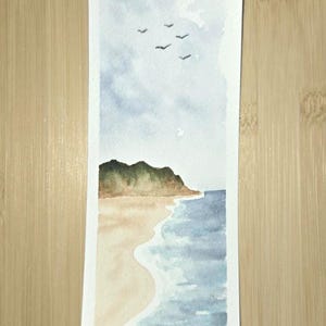 Watercolor Bookmark Original- Ocean Beach | Hand-painted Bookmark, Book ...