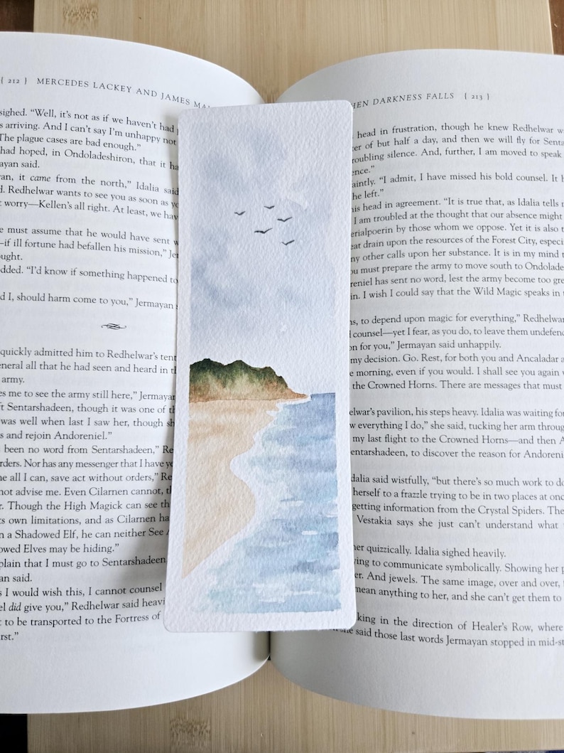 Watercolor Bookmark Original- Ocean Beach | Hand-painted Bookmark, Book ...