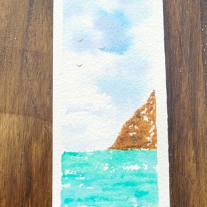 Watercolor Bookmark Original- Ocean Cliff | Hand-painted Bookmark - Etsy