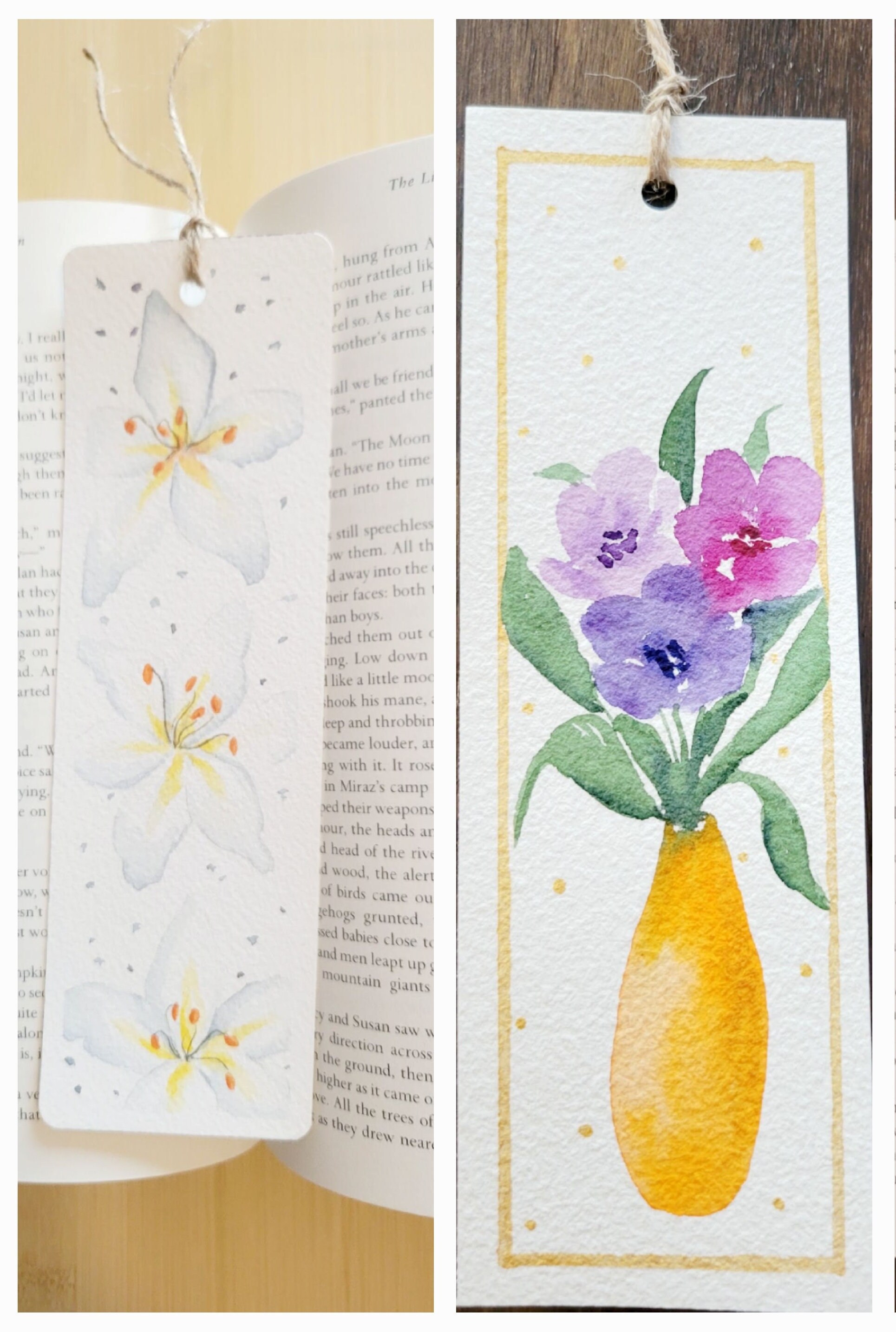 Handmade Watercolor Bookmark - Spring Flowers, | Handmade Original ...