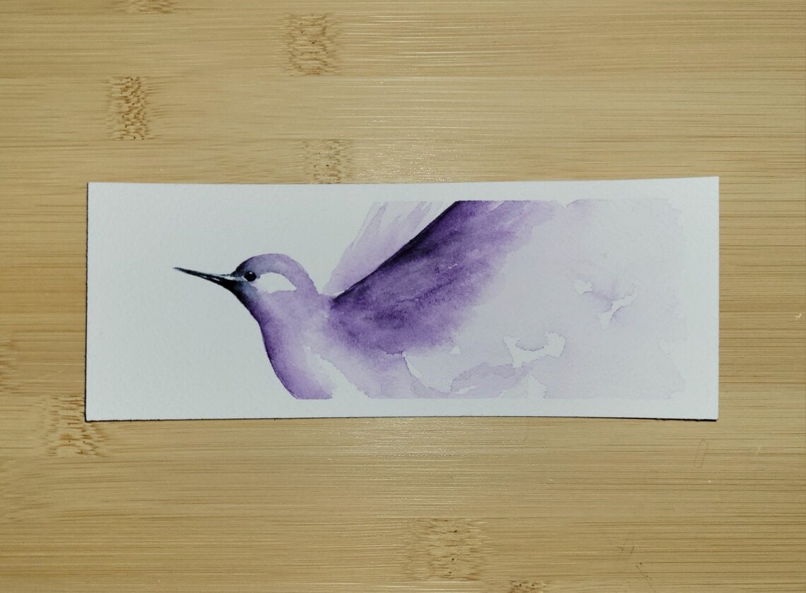 Handmade Original Watercolor Bookmark Violet Swallow, Hand-painted - Etsy