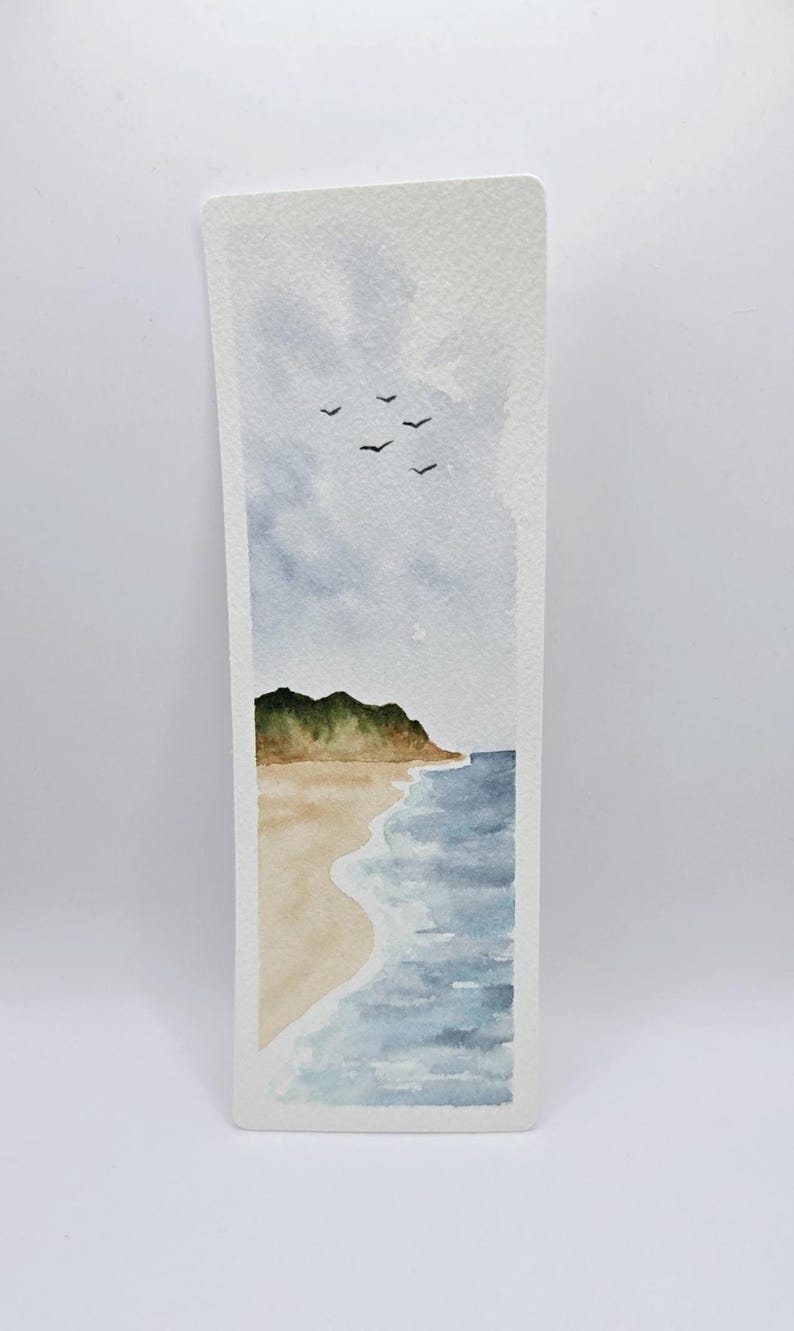 Watercolor Bookmark Original- Ocean Beach | Hand-painted Bookmark, Book ...