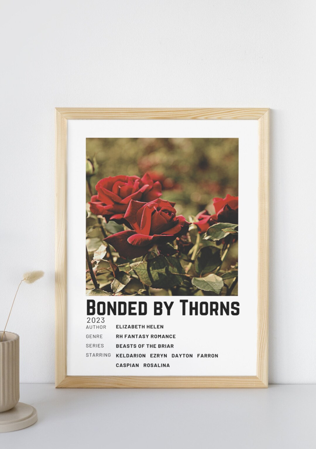 Polaroid Style Book Poster| Bonded by Thorns | Minimalist Book Poster ...