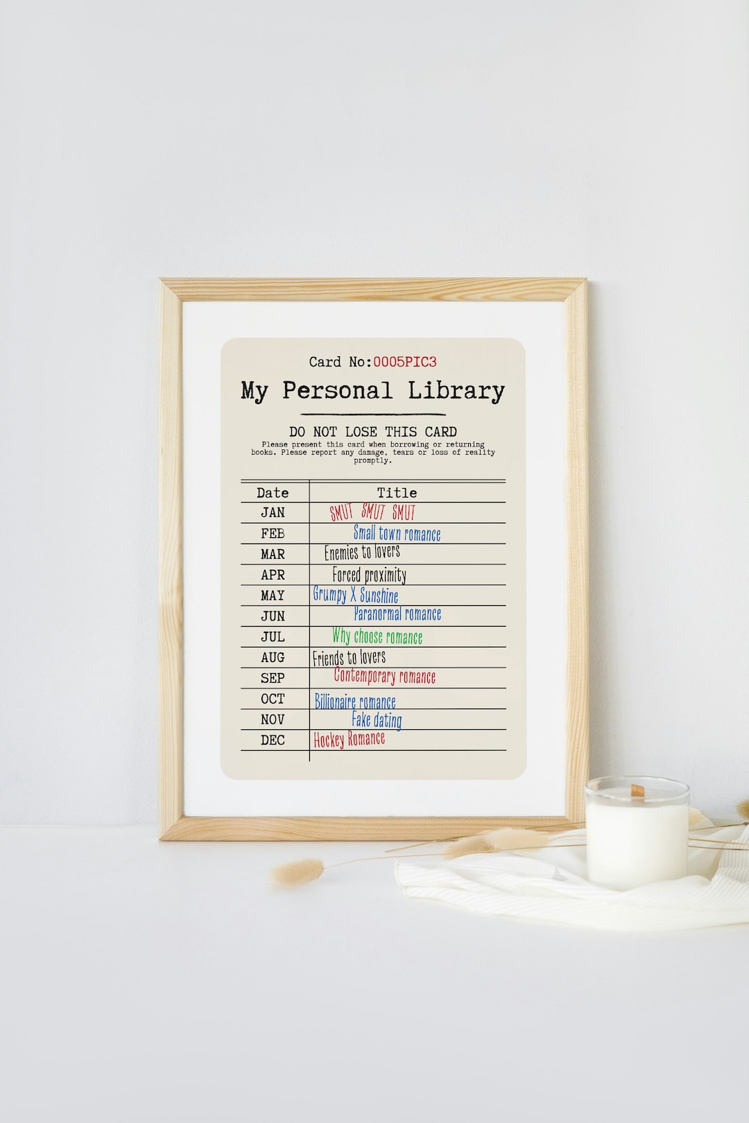 Unique Bookworm Gift - Bookish Book Club Library Card Print - Perfect ...