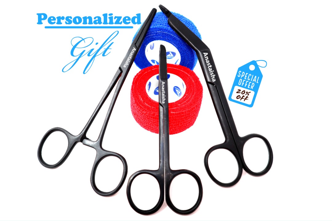 Personalized Bandage Scissor Gift Set With Hemostat and Suture Scissor ...