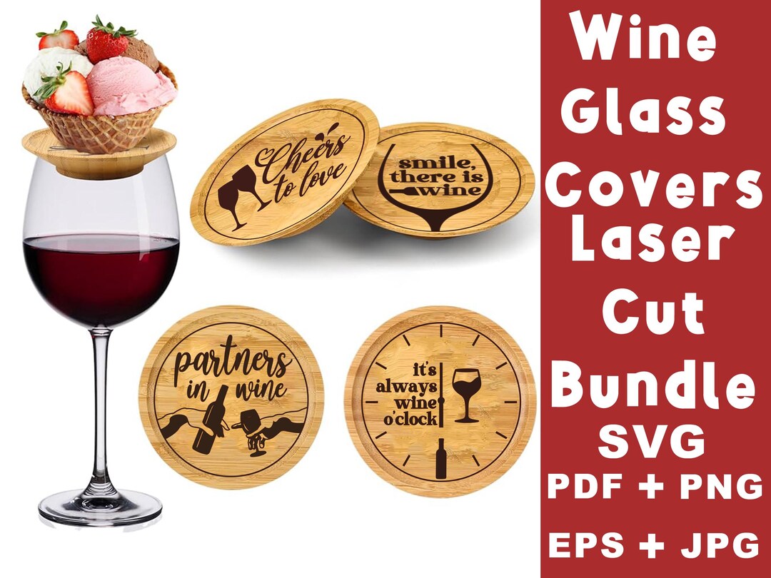 Wine Glass Covers SVG Bundle | Laser Cut Drink Covers for Outdoor ...