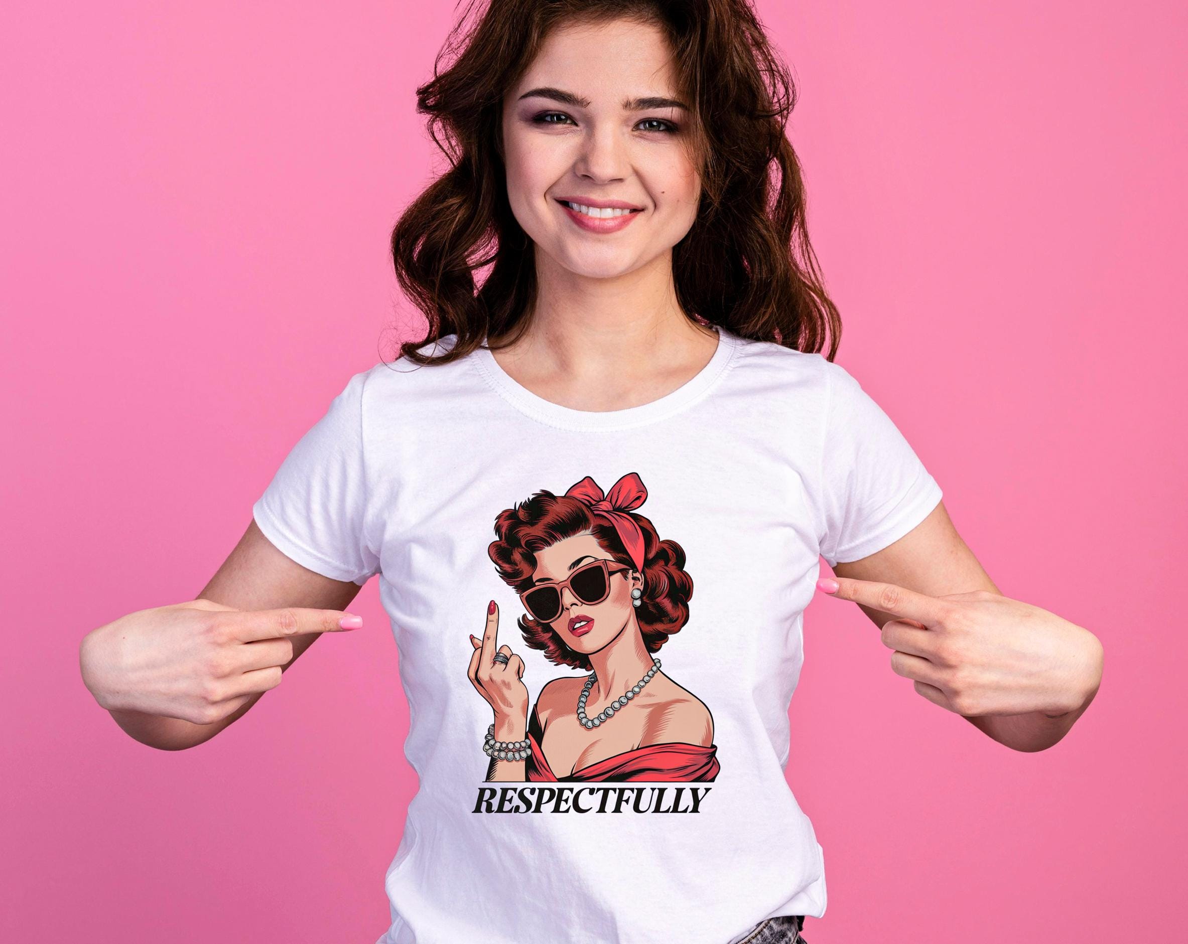 Respectfully PNG - Middle Finger Retro Design - Sassy Funny Sublimation ...
