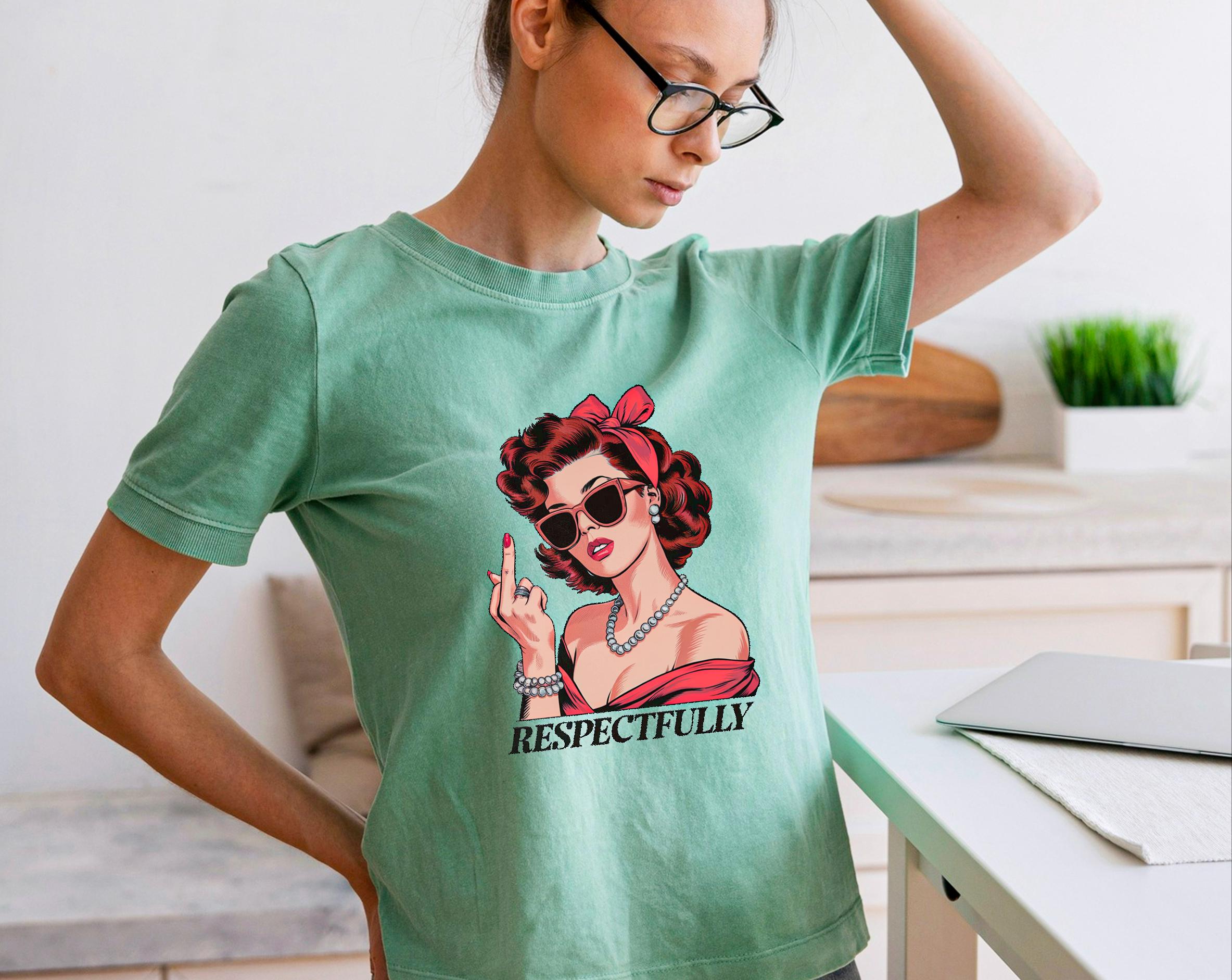 Respectfully PNG - Middle Finger Retro Design - Sassy Funny Sublimation ...