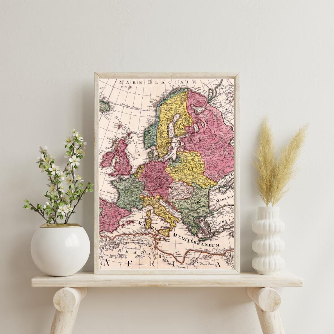 Vintage Old Map Wall Art - Antique World Map Digital Print - Historical ...