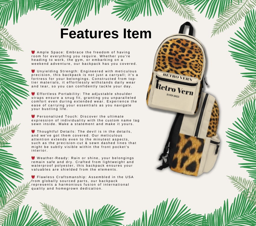 Vintage Chic: Retro Vern Design Leopard Skin Backpack - Etsy