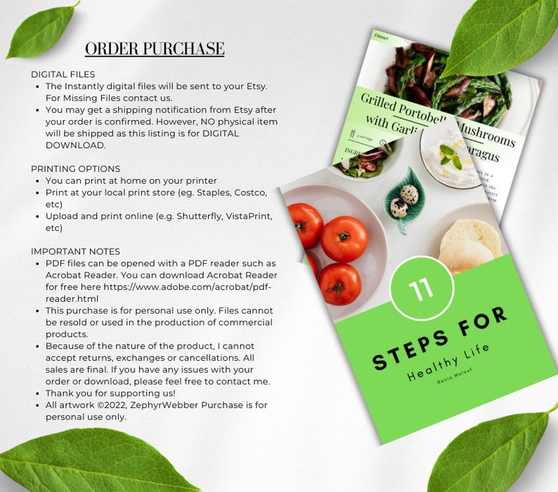 11 Steps for Healthy Life Ebook Plus 24 Well Prep Recipes 30 Days Work ...