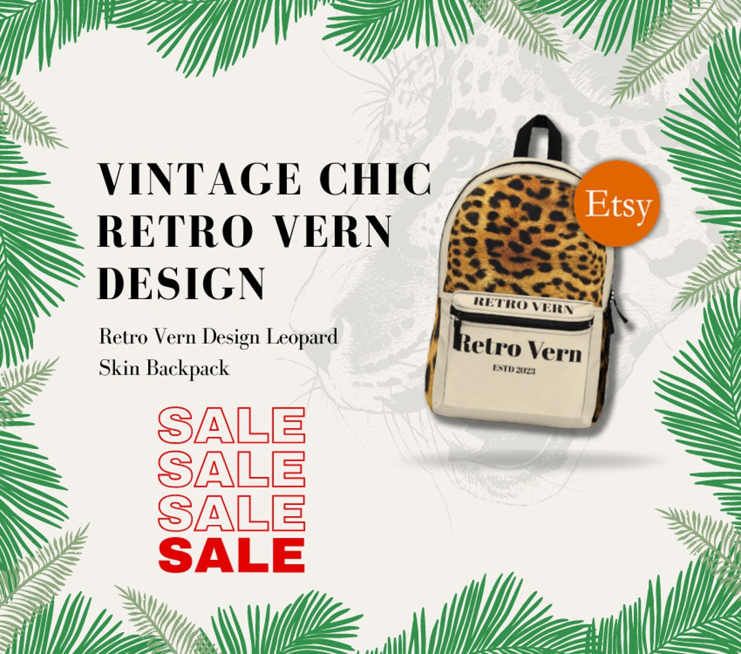 Vintage Chic: Retro Vern Design Leopard Skin Backpack - Etsy