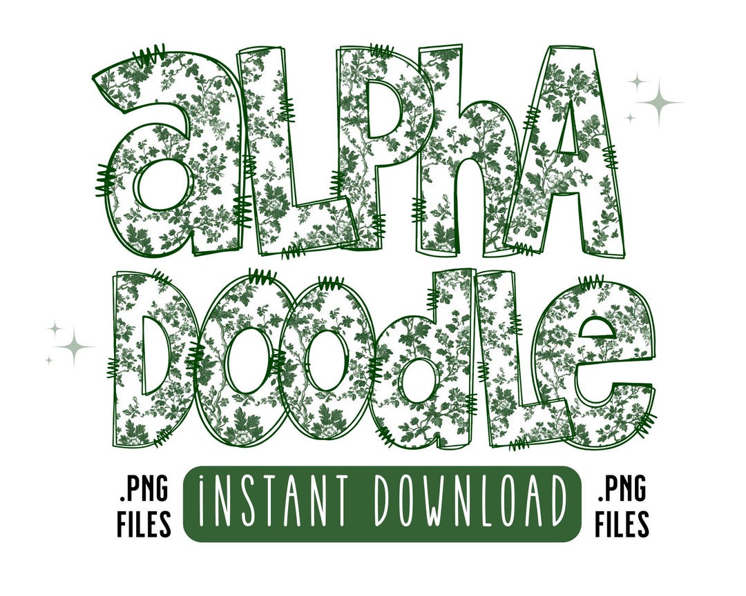Floral Doodle Alphabet PNG, Alphabet Letters PNG Bundle, Hand Drawn ...