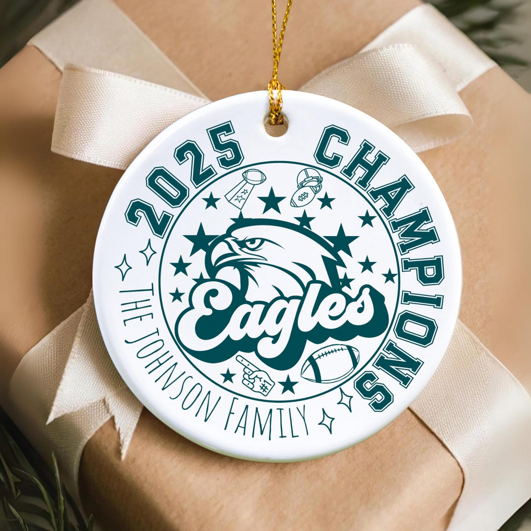 Personalized Eagles Christmas Tree Ornament Custom Family Name Wedding ...