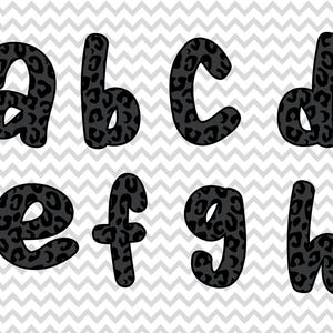 Retro Doodle Alphabet PNG, Cheetah Print Alphabet Letters Bundle, Hand ...