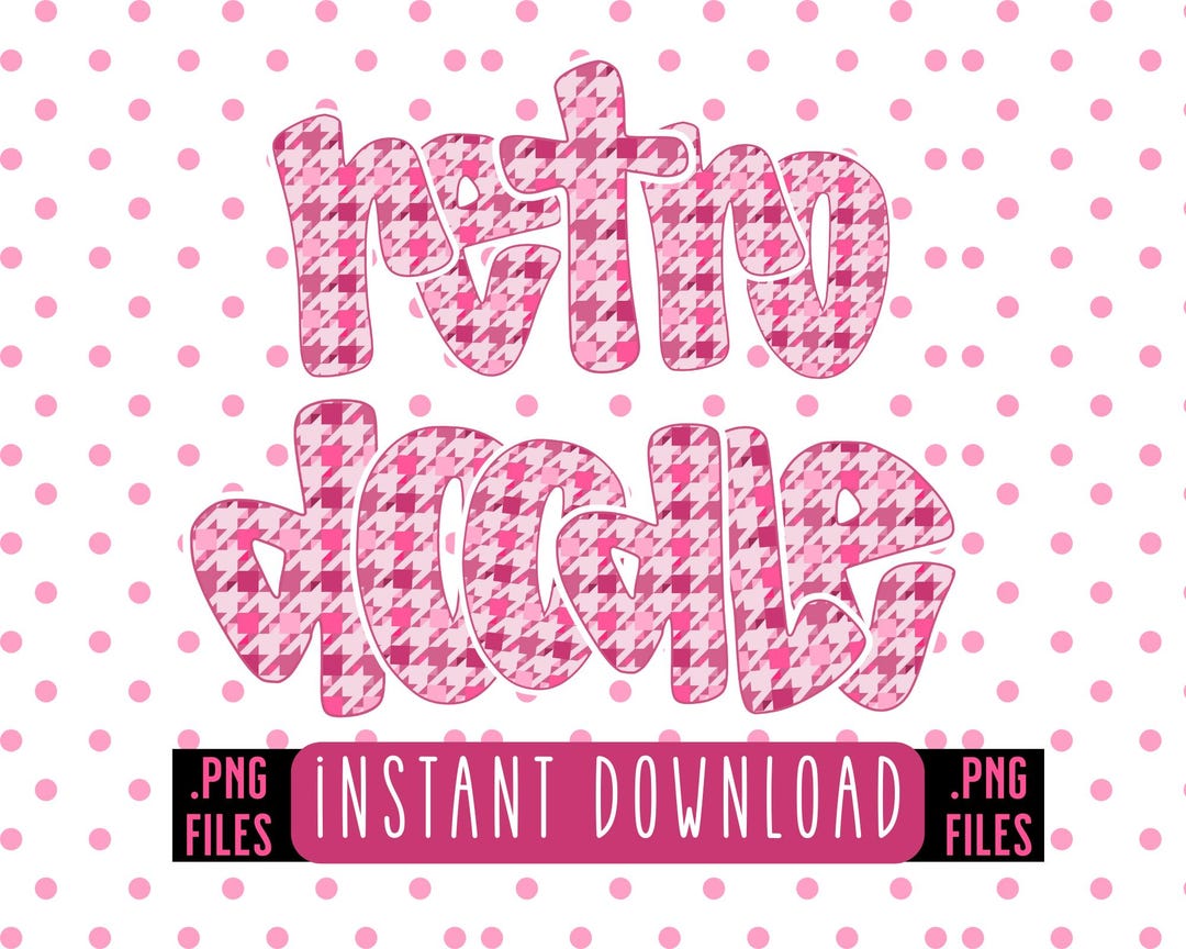 Retro Doodle Alphabet PNG, Pink Houndstooth Alphabet Letters Bundle ...