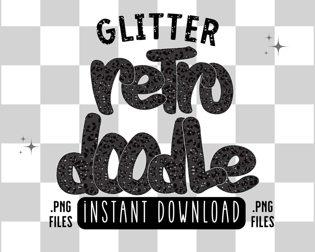 Black Glitter Retro Doodle Alphabet PNG, Cheetah Print Alphabet Letters ...