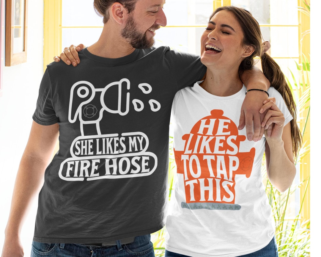 Matching Couple Shirts, Funny Firefighter His and Hers T-shirt, Wedding ...