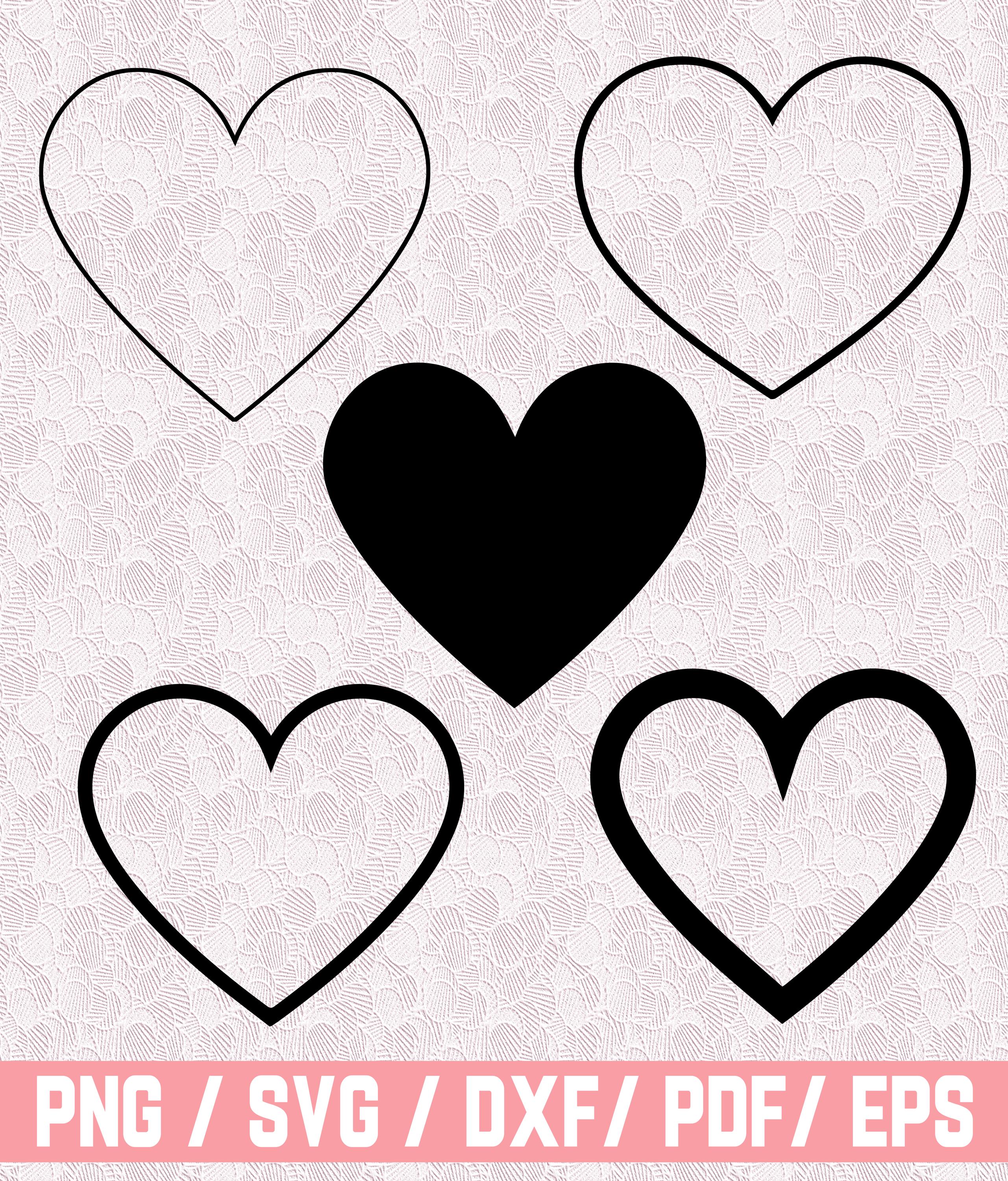 Hearts Svg Bundle, Heart Outline Svg, Heart Cut Files, Heart Clipart ...