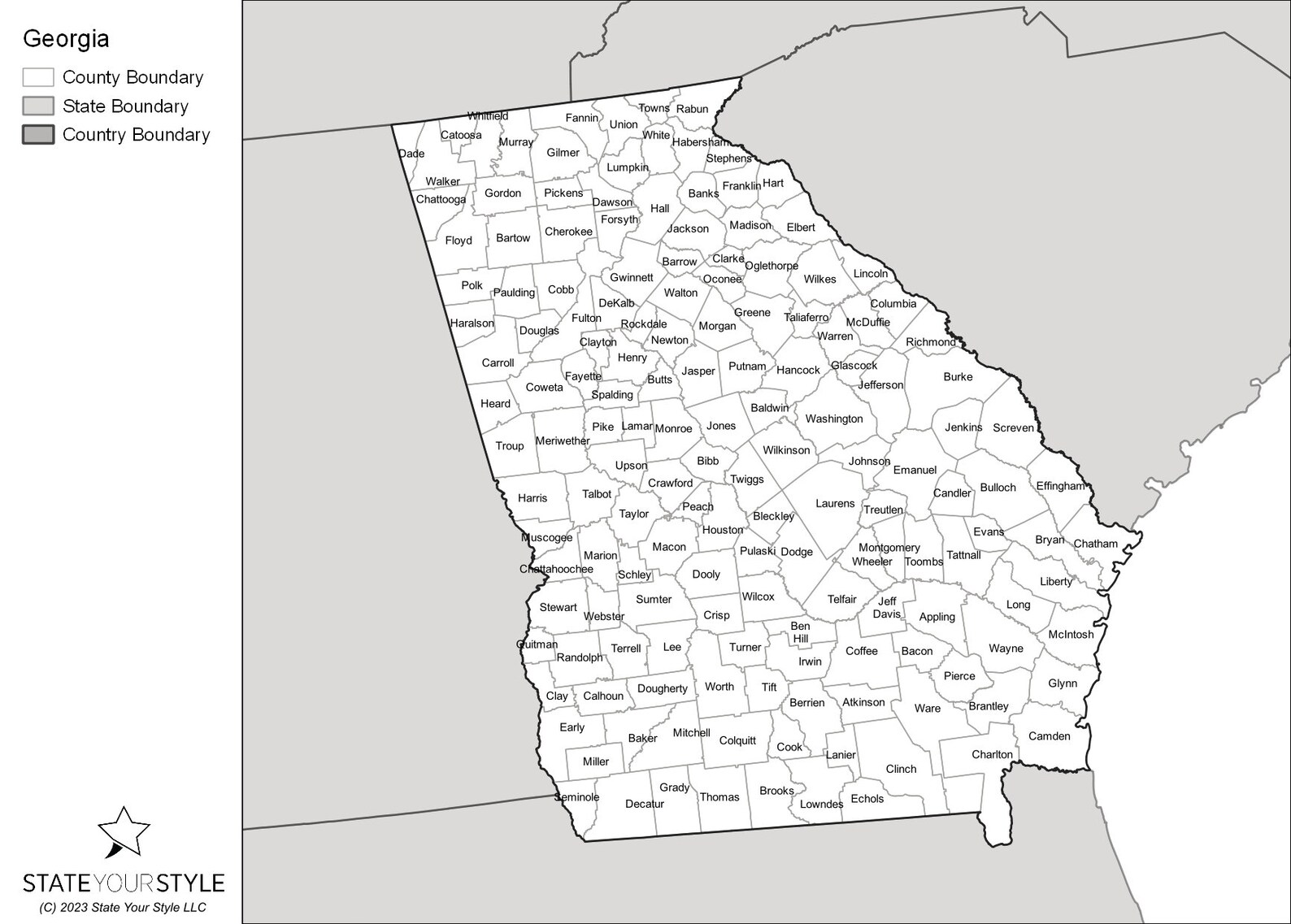 Georgia Maps With Counties [DIGITAL DOWNLOAD] - Etsy