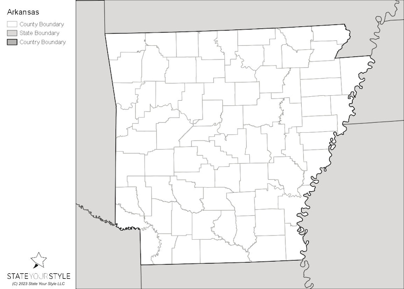 Arkansas Maps With Counties [DIGITAL DOWNLOAD] - Etsy