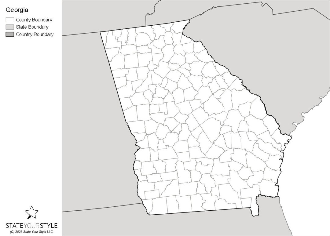 Georgia Maps With Counties [DIGITAL DOWNLOAD] - Etsy