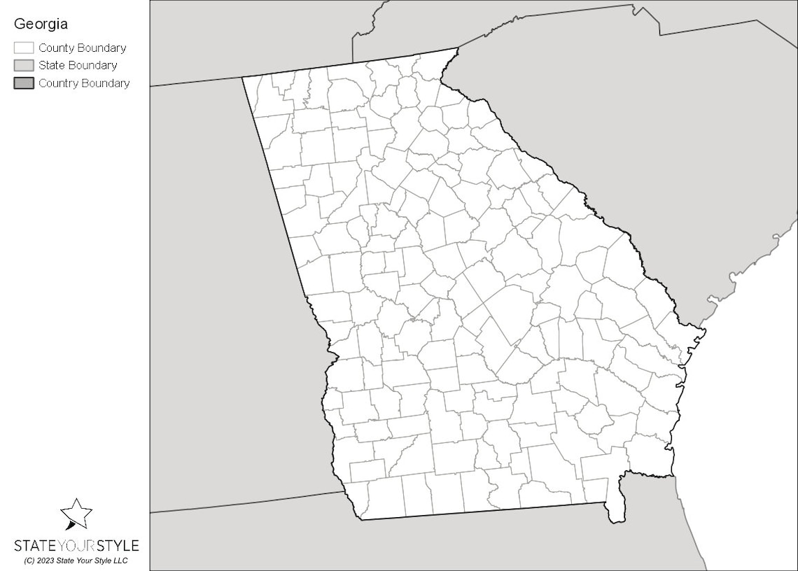 Georgia Maps With Counties [DIGITAL DOWNLOAD] - Etsy