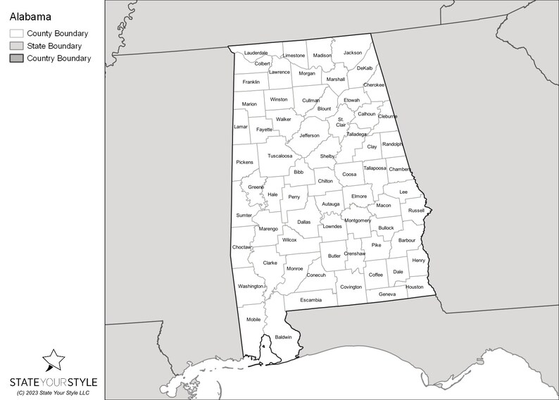 Alabama Maps With Counties [DIGITAL DOWNLOAD] - Etsy