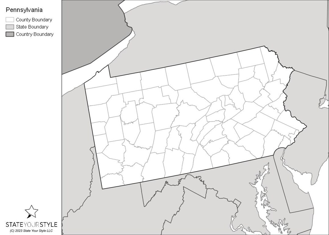 Pennsylvania Maps With Counties [DIGITAL DOWNLOAD] - Etsy
